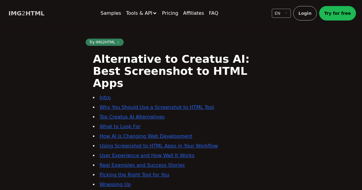 Image to HTML CSS code AI converter - IMG2HTML