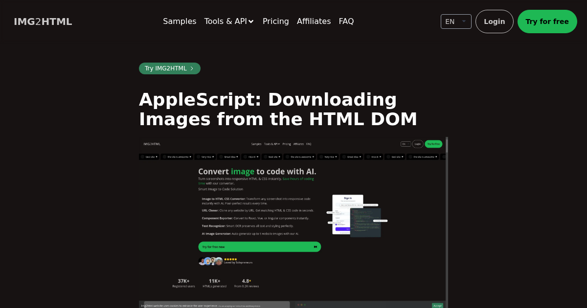Image to HTML CSS code AI converter - IMG2HTML
