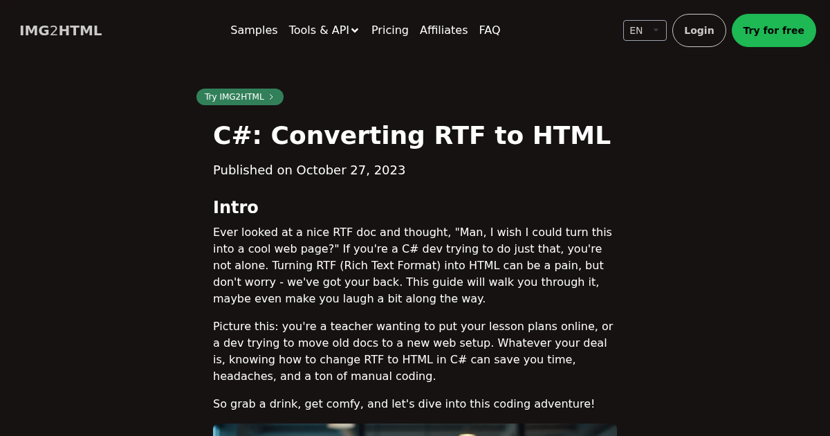 Image to HTML CSS code AI converter - IMG2HTML
