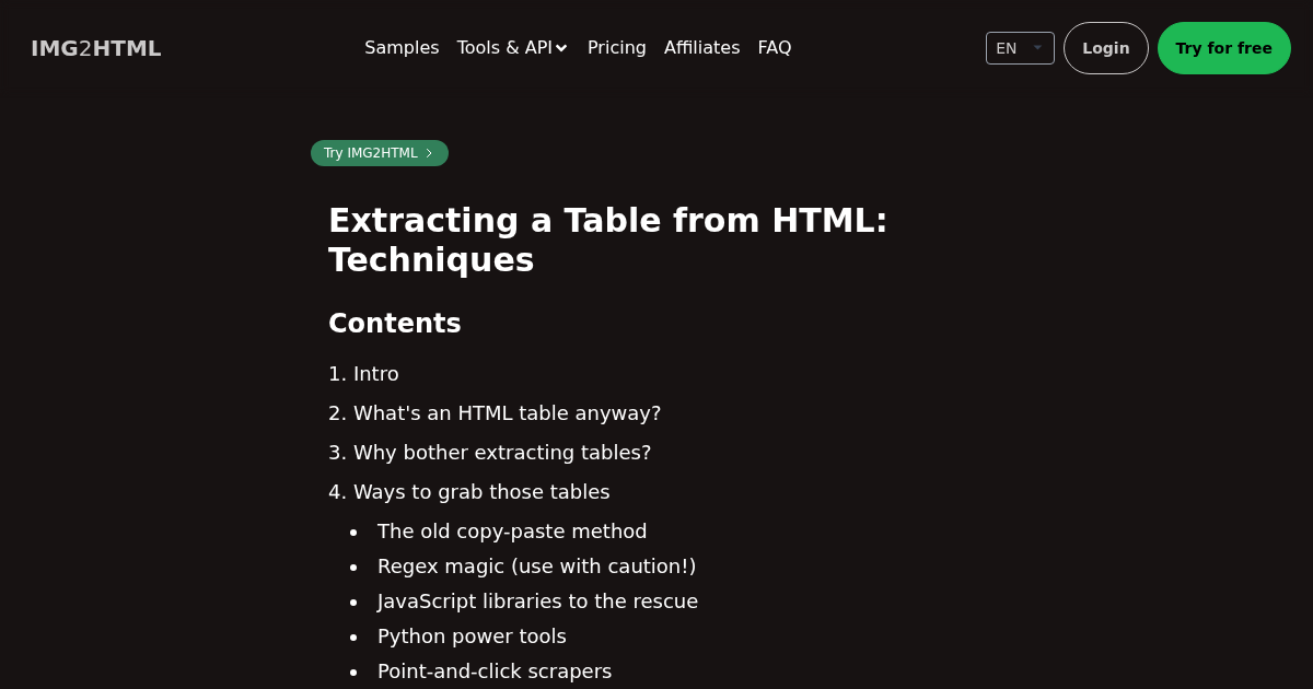 Image to HTML CSS code AI converter - IMG2HTML