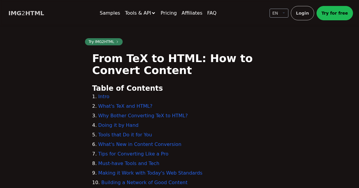 Image to HTML CSS code AI converter - IMG2HTML
