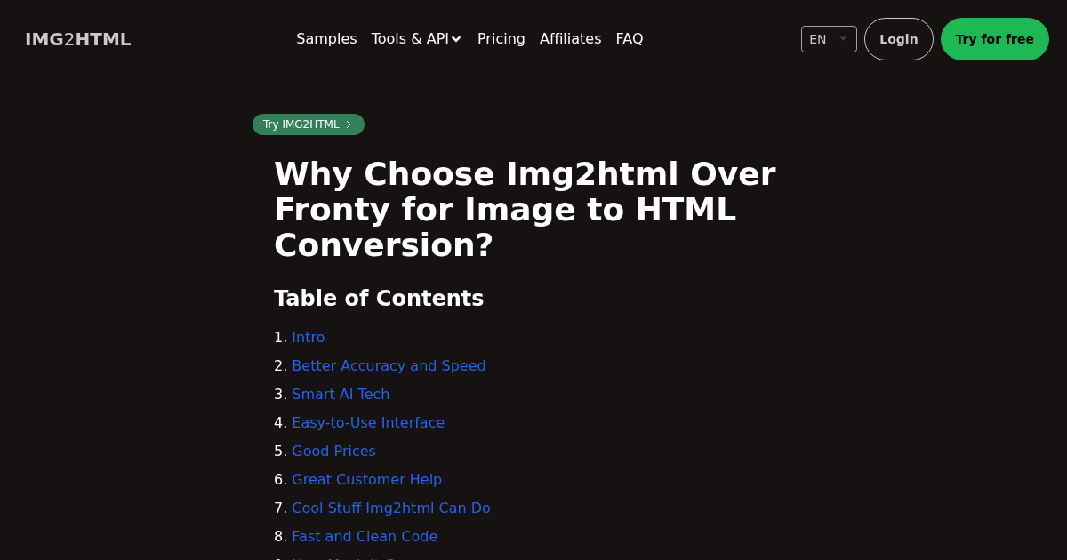 Image to HTML CSS code AI converter - IMG2HTML