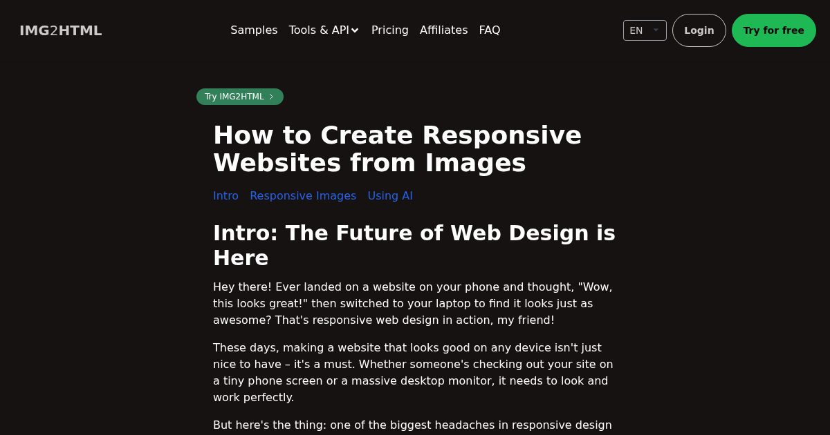 Image to HTML CSS code AI converter - IMG2HTML