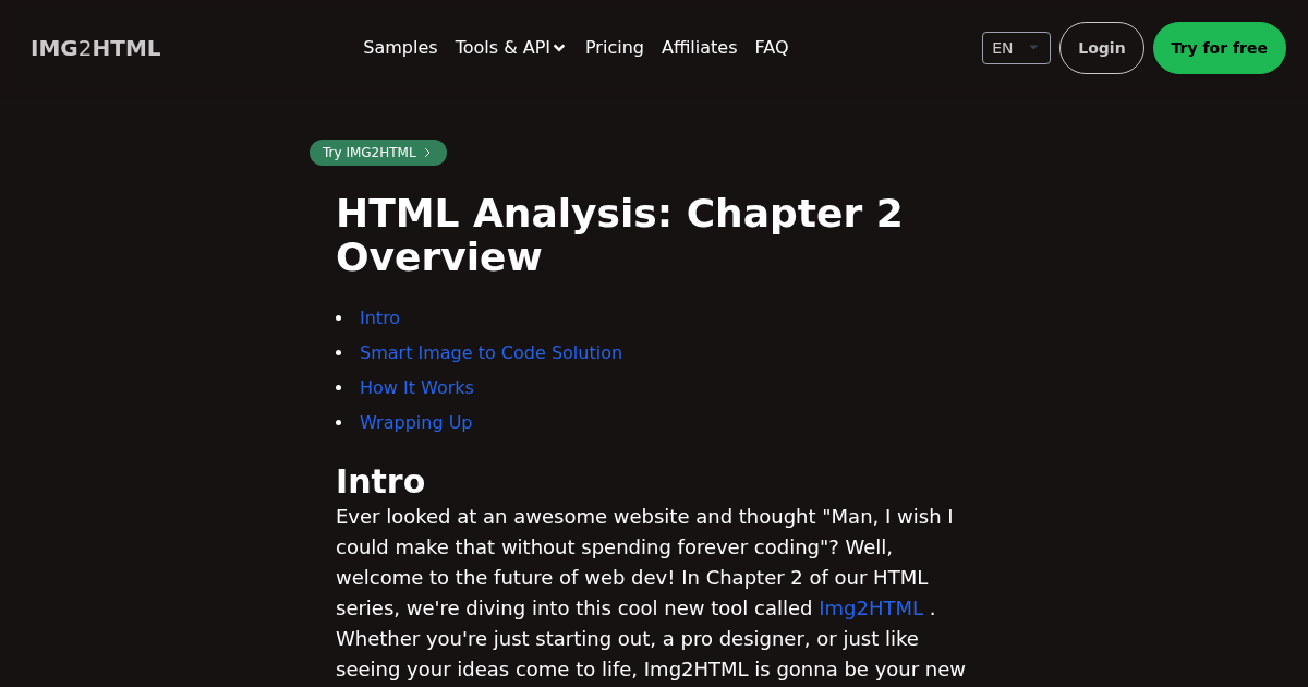 Image to HTML CSS code AI converter - IMG2HTML