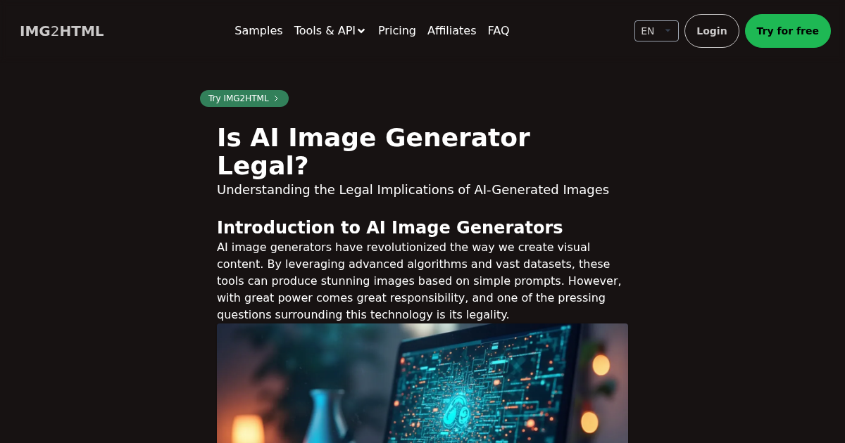 Image to HTML CSS code AI converter - IMG2HTML