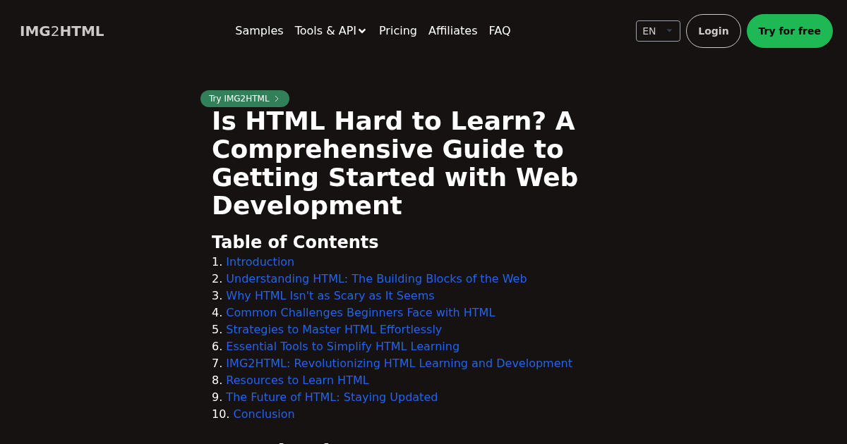 Image to HTML CSS code AI converter - IMG2HTML