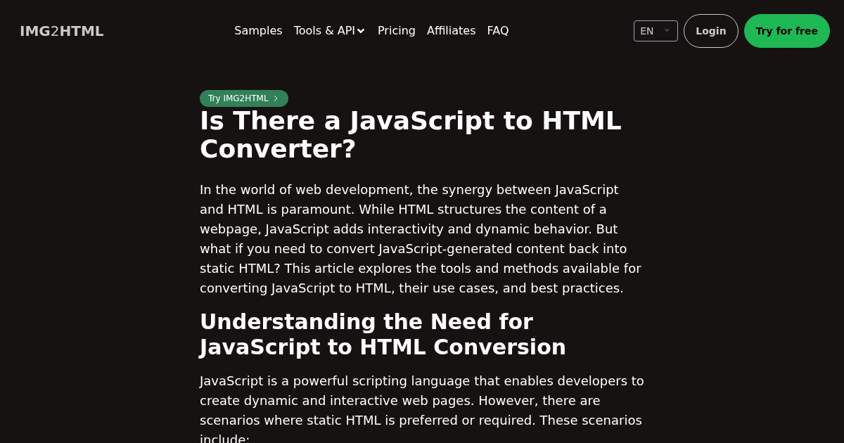 Image to HTML CSS code AI converter - IMG2HTML