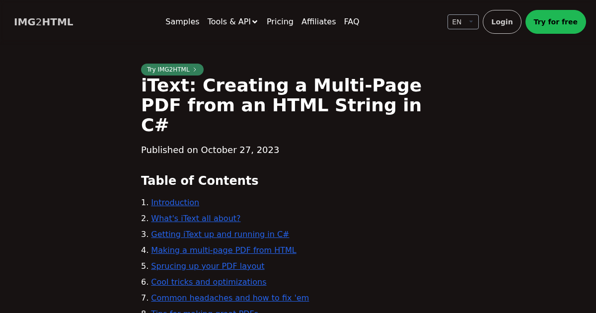 Image to HTML CSS code AI converter - IMG2HTML