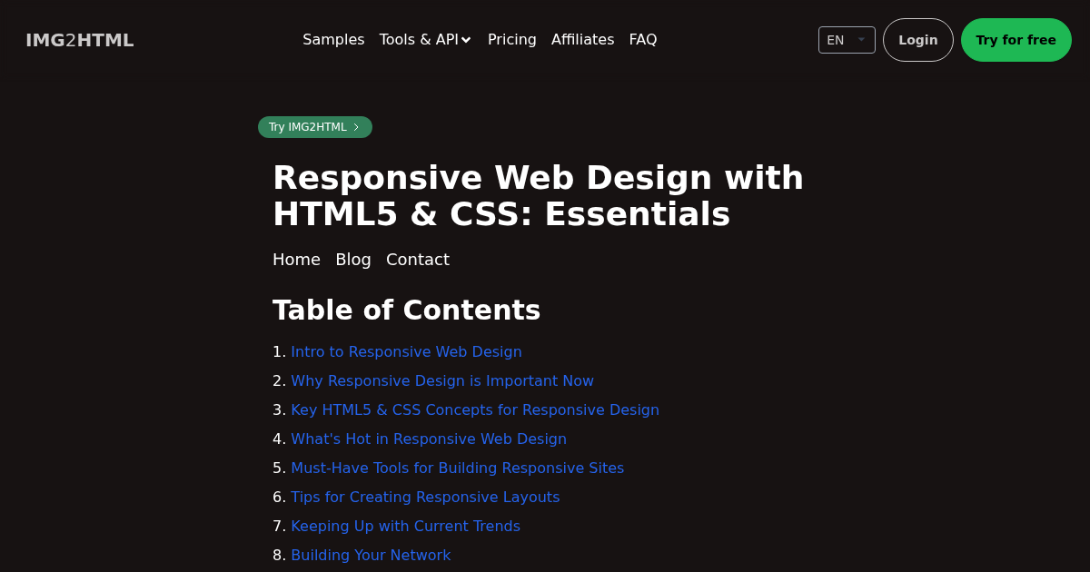 Image to HTML CSS code AI converter - IMG2HTML