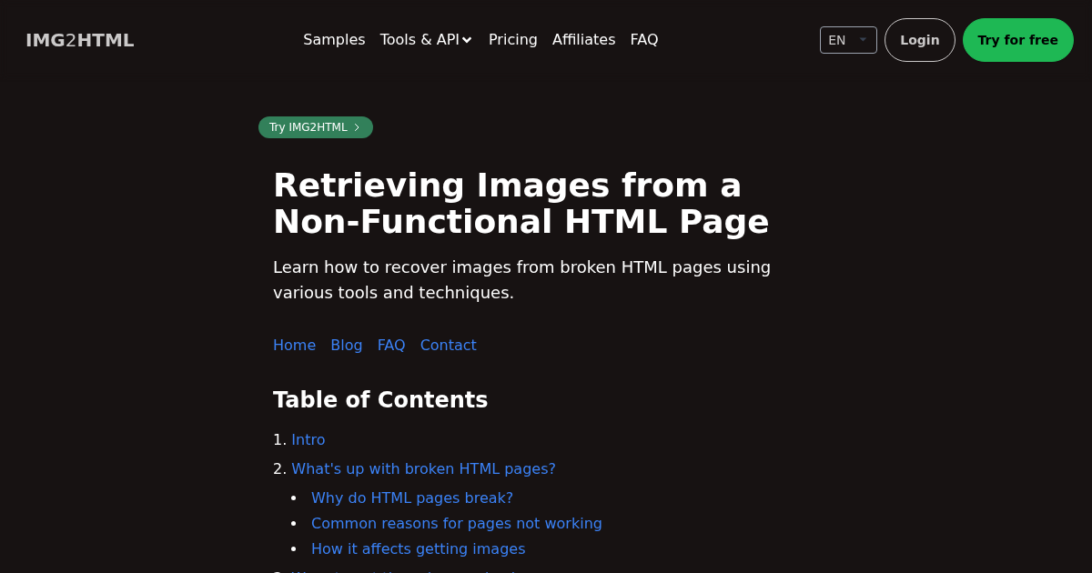 Image to HTML CSS code AI converter - IMG2HTML