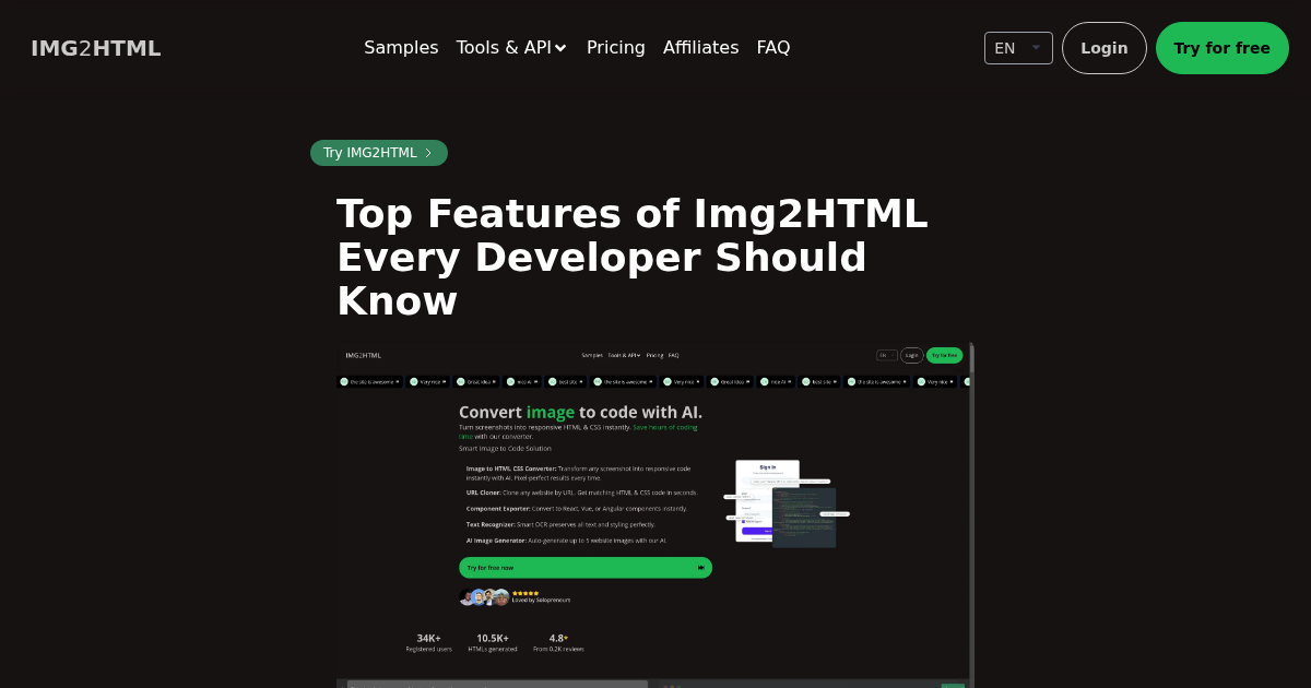 Image to HTML CSS code AI converter - IMG2HTML