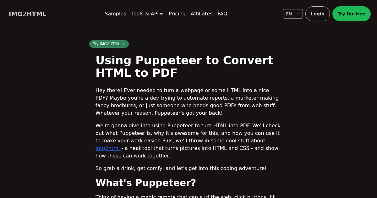 Image to HTML CSS code AI converter - IMG2HTML