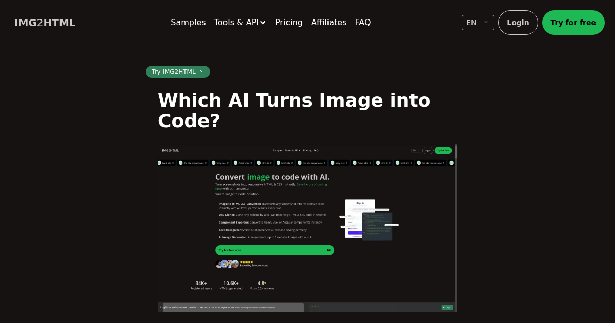 Image to HTML CSS code AI converter - IMG2HTML