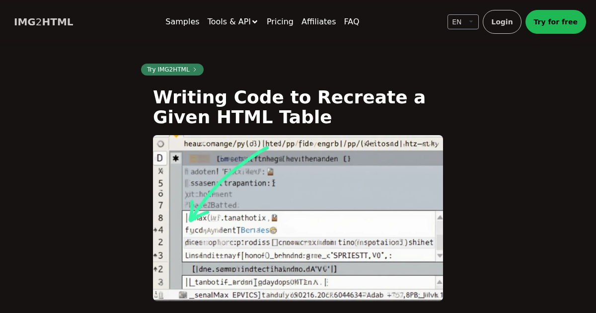 Image to HTML CSS code AI converter - IMG2HTML