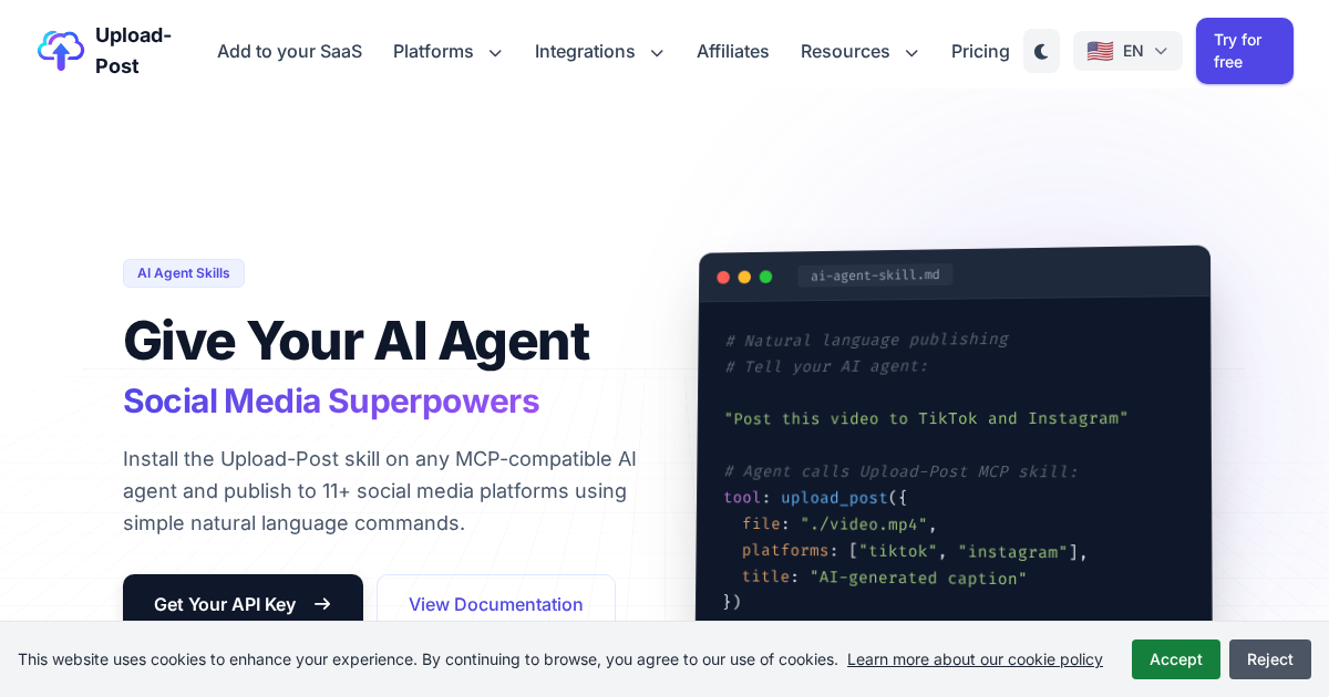 AI Agent Skills for Social Media Publishing | Upload-Post