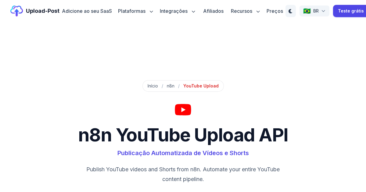 n8n YouTube Upload: Videos & Shorts with HTTP Request | Upload-Post.com
