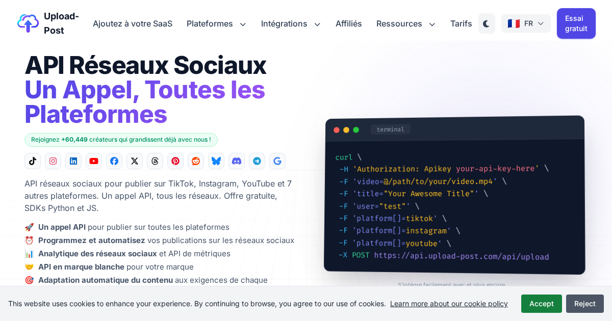 API Social Media - Post on All Platforms | Upload-Post.com