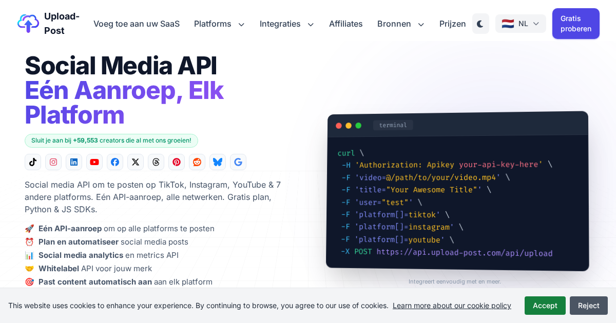 Social Media API - Eenvoudig Posten op Alle Platforms | Upload-Post.com