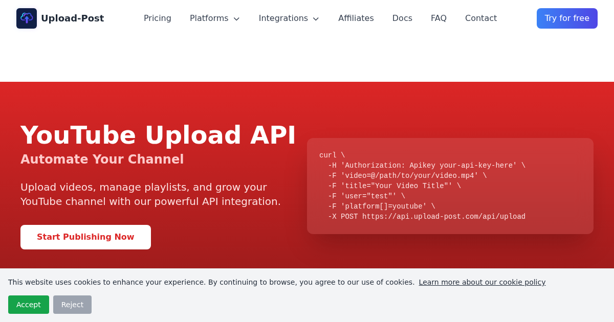 Upload-Post - API for uploading videos to TikTok, Instagram, LinkedIn, Youtube & more